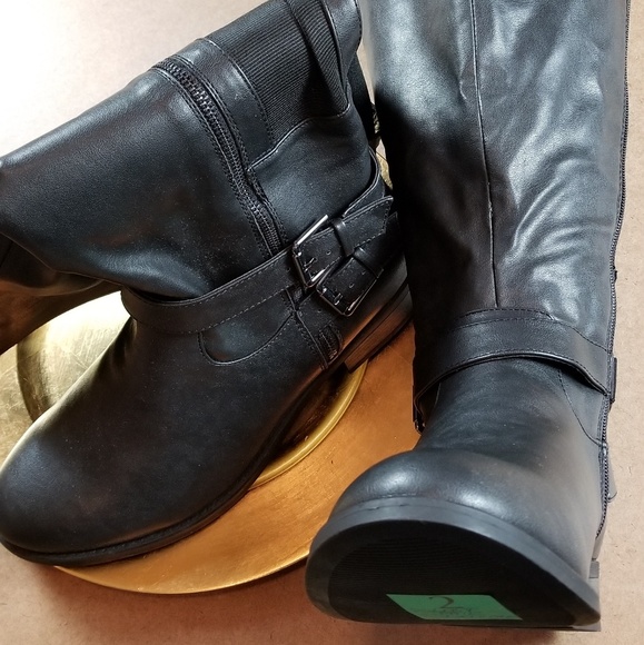 torrid | Shoes | Torrid Black Double Buckle Side Zip Knee Boot | Poshmark